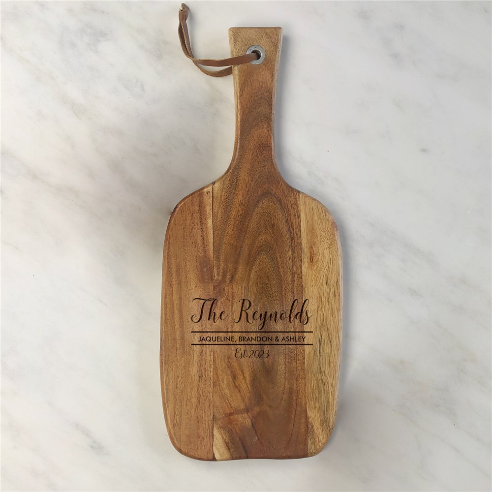 Engraved Family Acacia Paddle Cutting Board