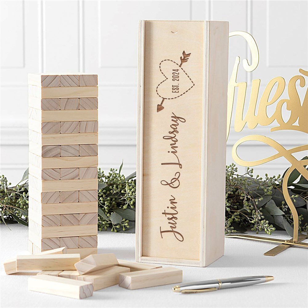 Custom Wooden Blocks With Couple's Names And Heart
