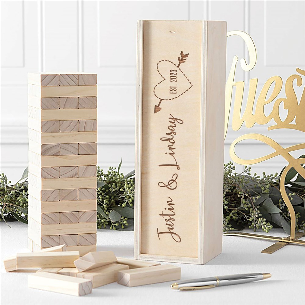 Custom Wooden Blocks With Couple's Names And Heart