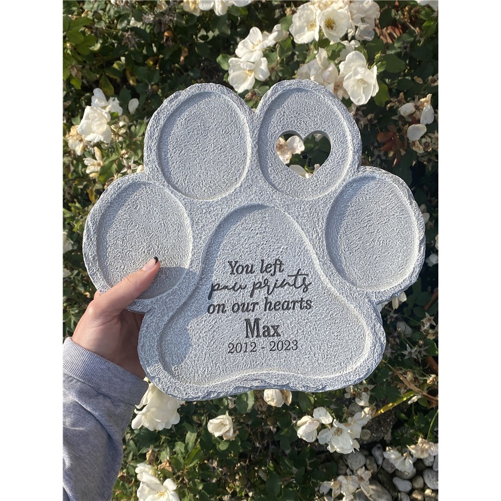 Pawprint-Shaped Pet Memorial Garden Stone