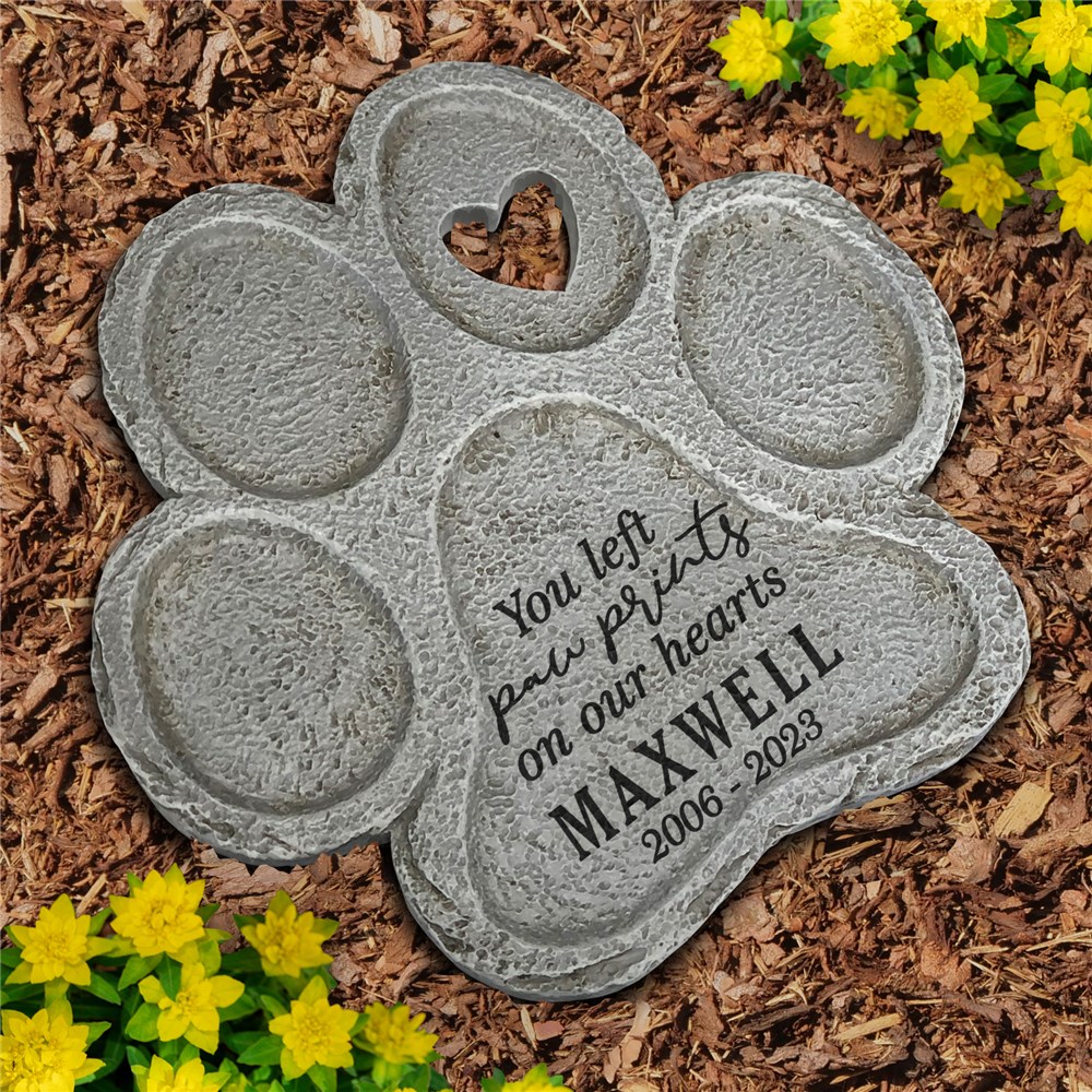 Pawprint-Shaped Pet Memorial Garden Stone