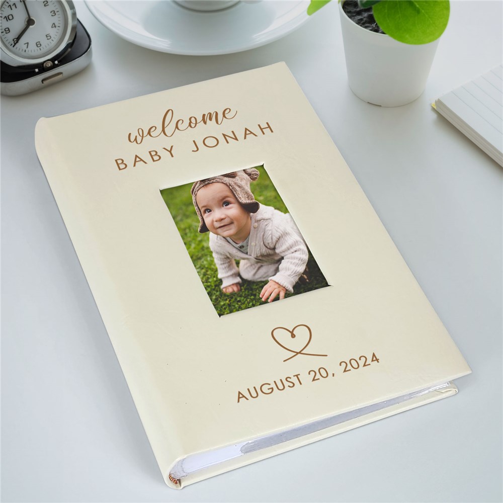 Engraved Welcome Baby Large Leatherette Photo Album