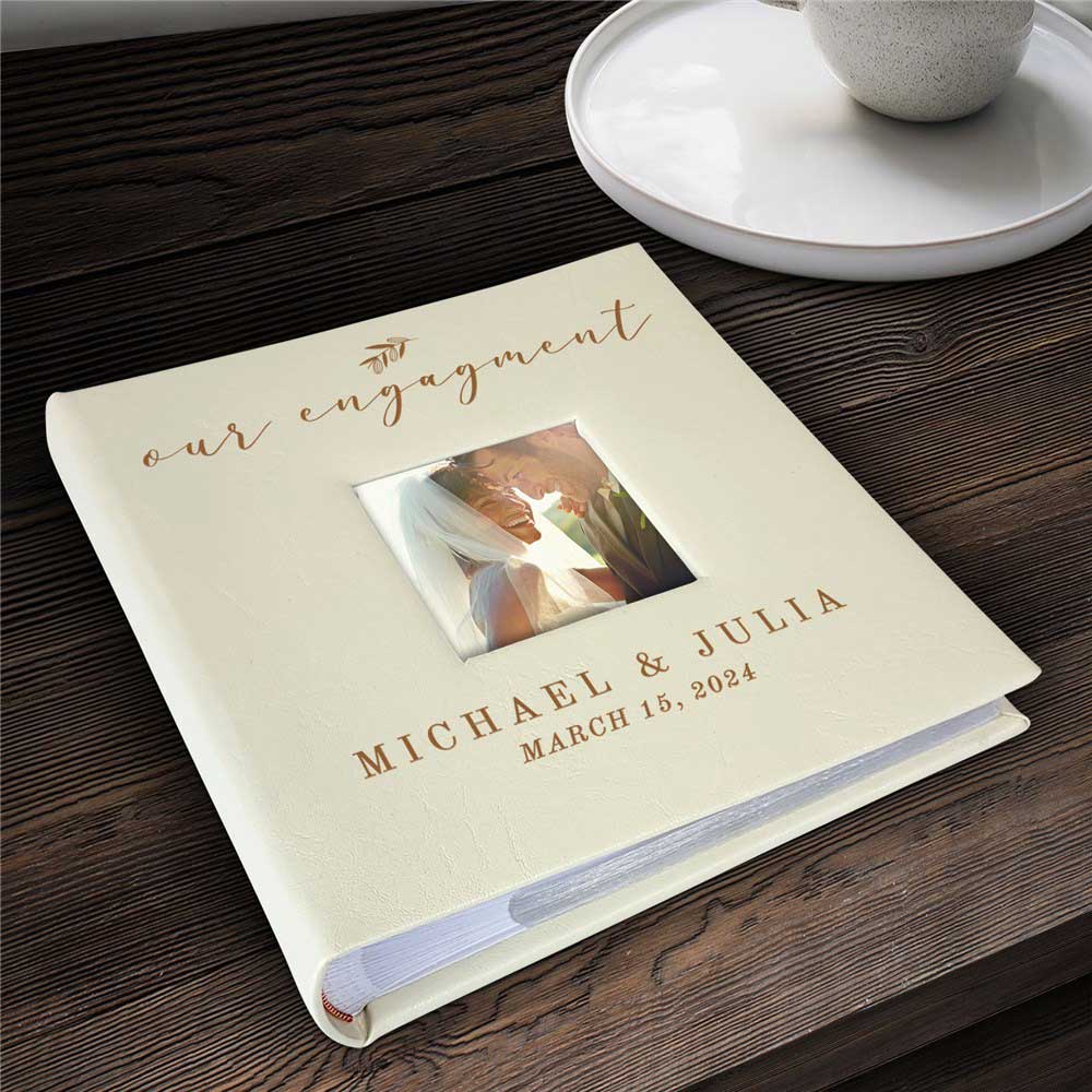 Engraved Our Engagement Leatherette Photo Album