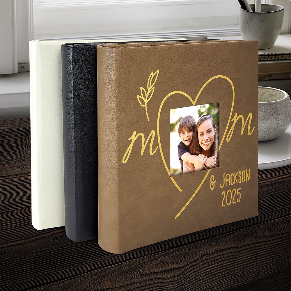 Engraved Mom Heart Leatherette Photo Album