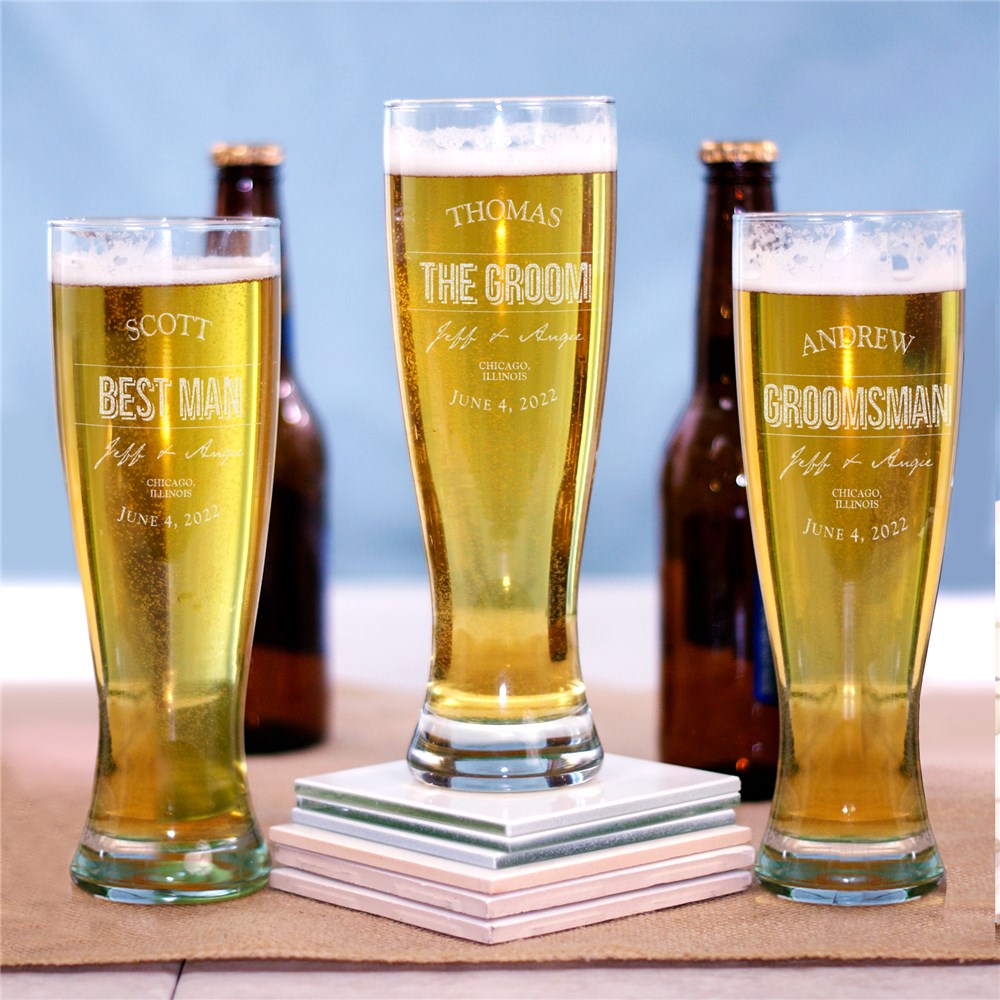 Engraved Groomsmen Pilsner Glass | GiftsForYouNow