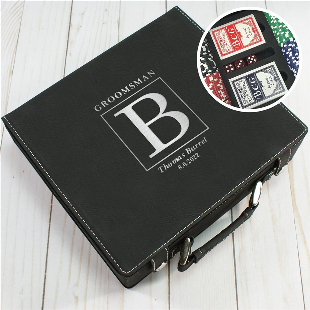Groomsmen Leather Personalized Poker Set | GiftsForYouNow