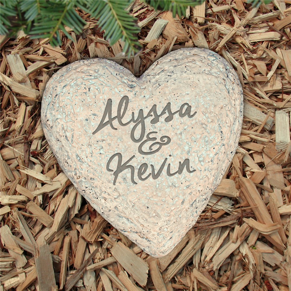 Engraved Couples Heart Garden Stone | GiftsForYouNow