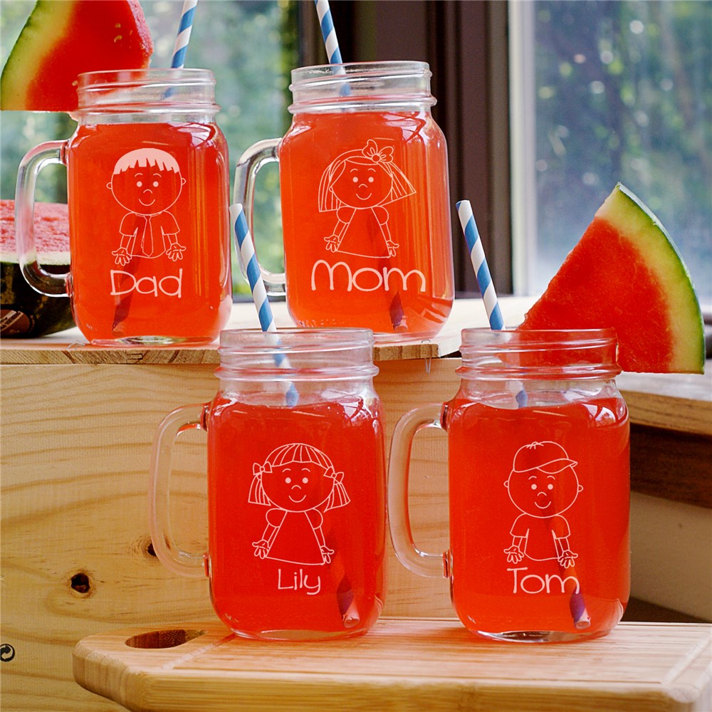 Family Mason Jar-Engraved Drinking Jar | GiftsForYouNow