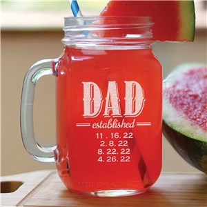 Engraved Dad Established Mason Jar for Dad | GiftsForYouNow