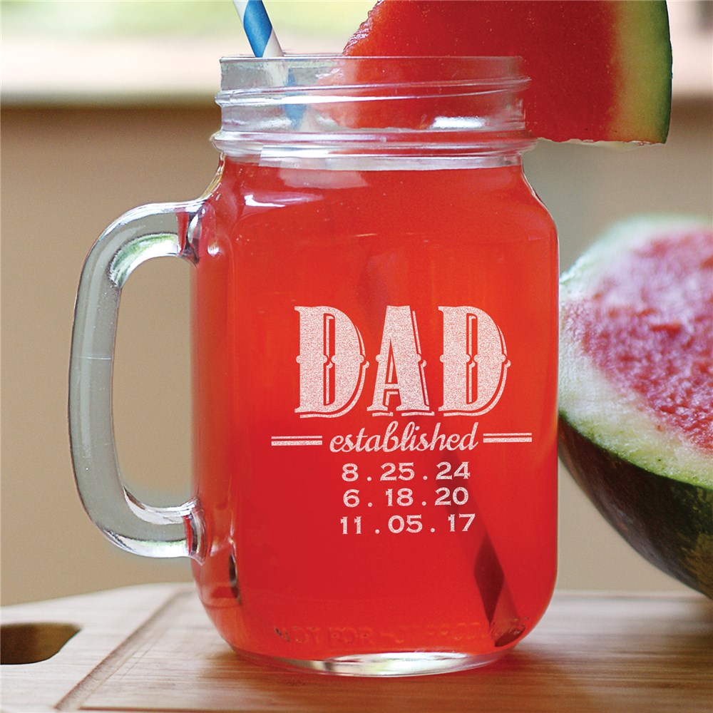 Engraved Dad Established Mason Jar for Dad | GiftsForYouNow