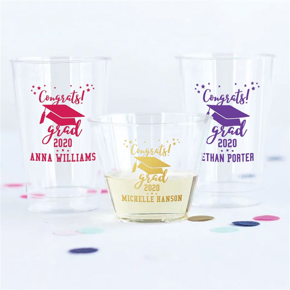 Personalized Congrats Grad Clear Plastic Cups