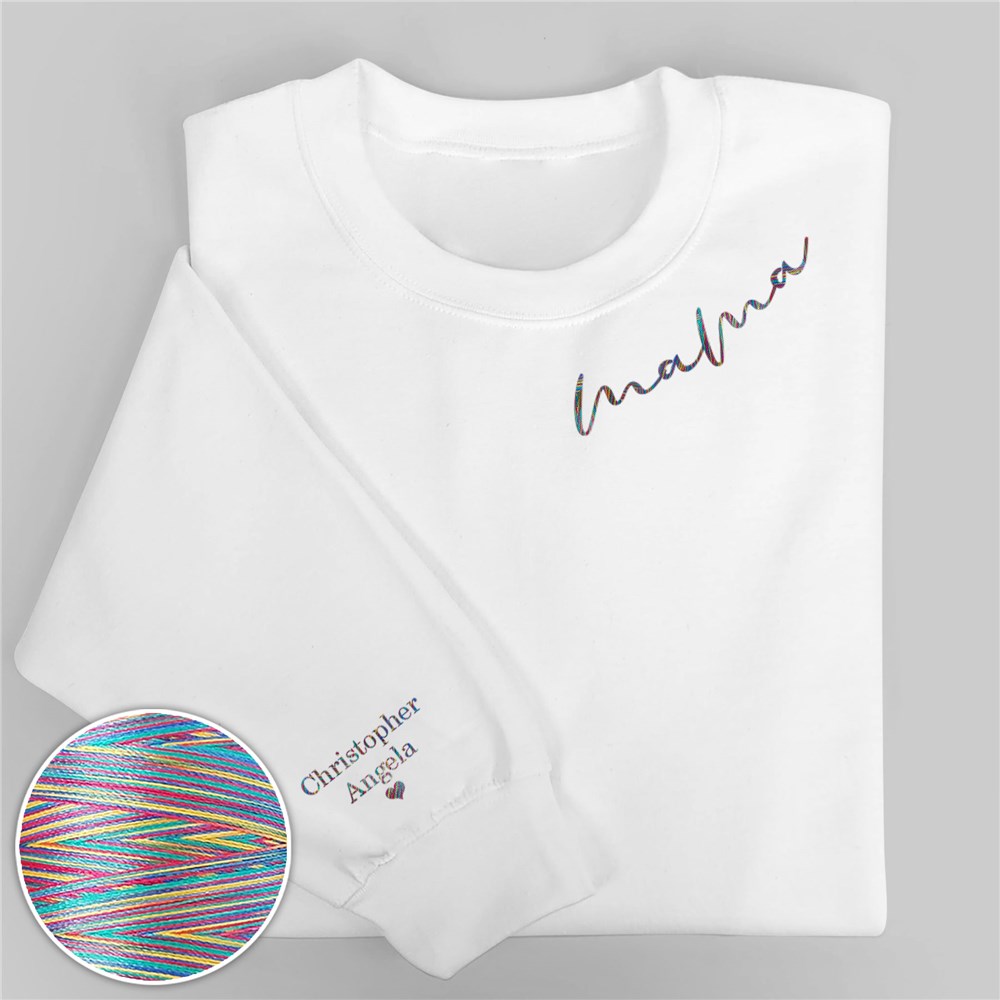 Embroidered Title with Names Sweatshirt with Rainbow Thread