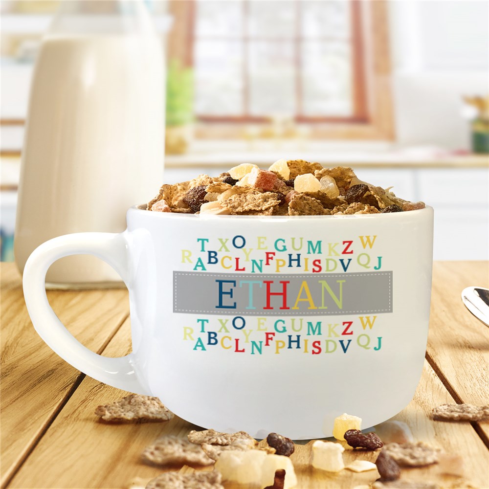Personalized Colorful Alphabet Bowl with Handle