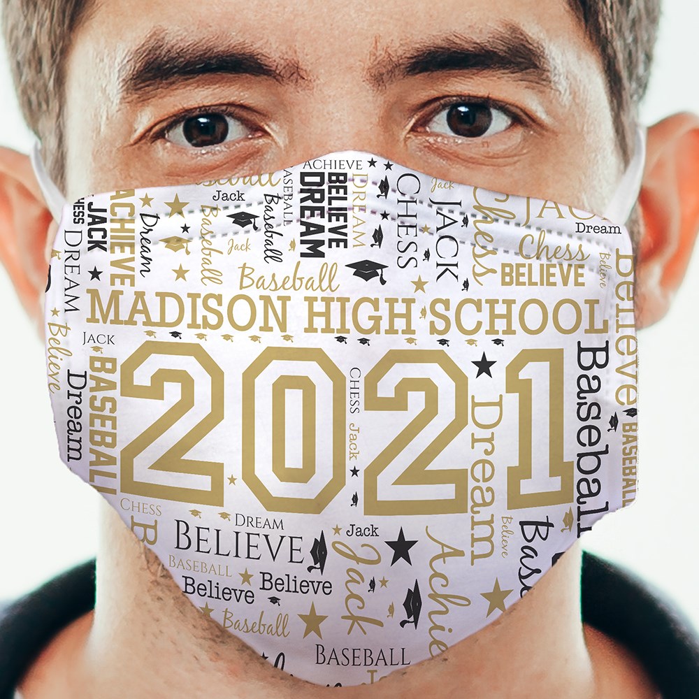 Personalized Word-Art Graduation Face Mask | GiftsForYouNow