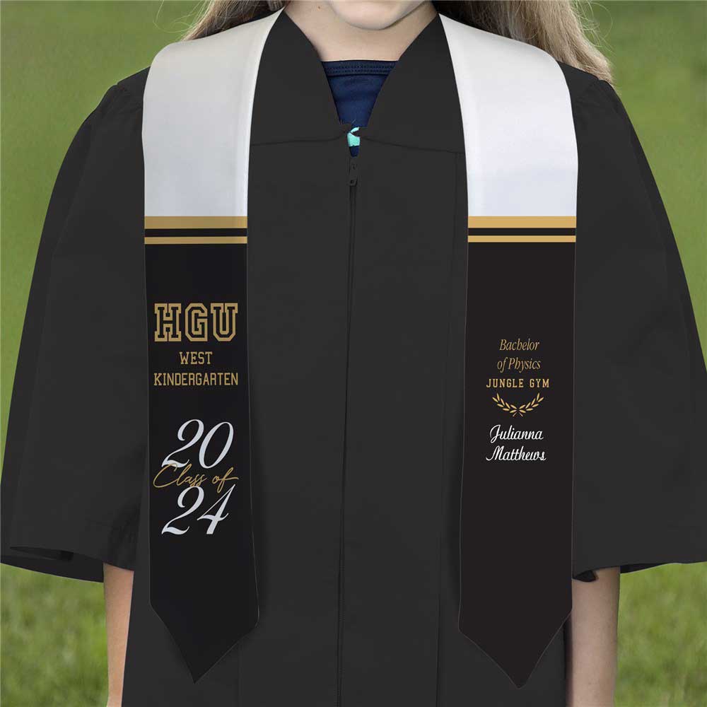 Personalized Youth Striped Graduation Stole