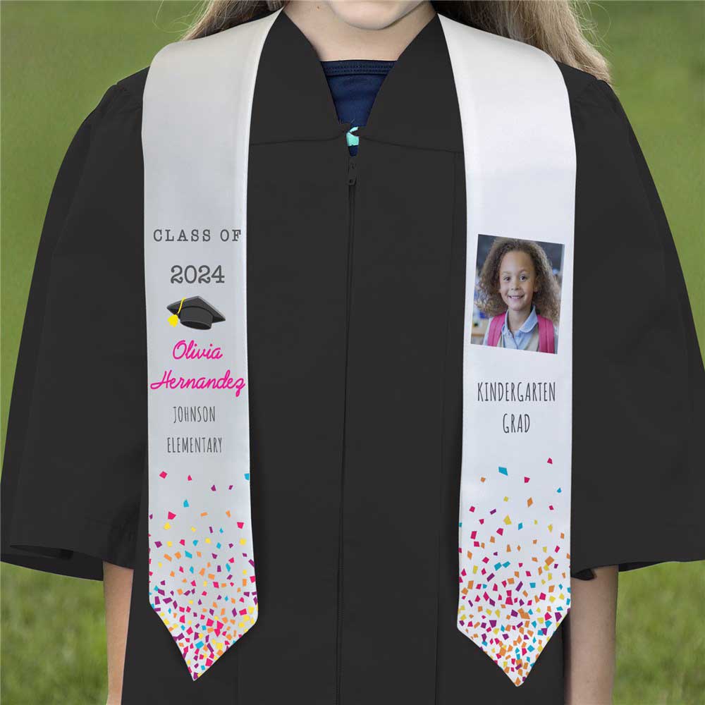 Personalized Confetti Photo Youth Graduation Stole