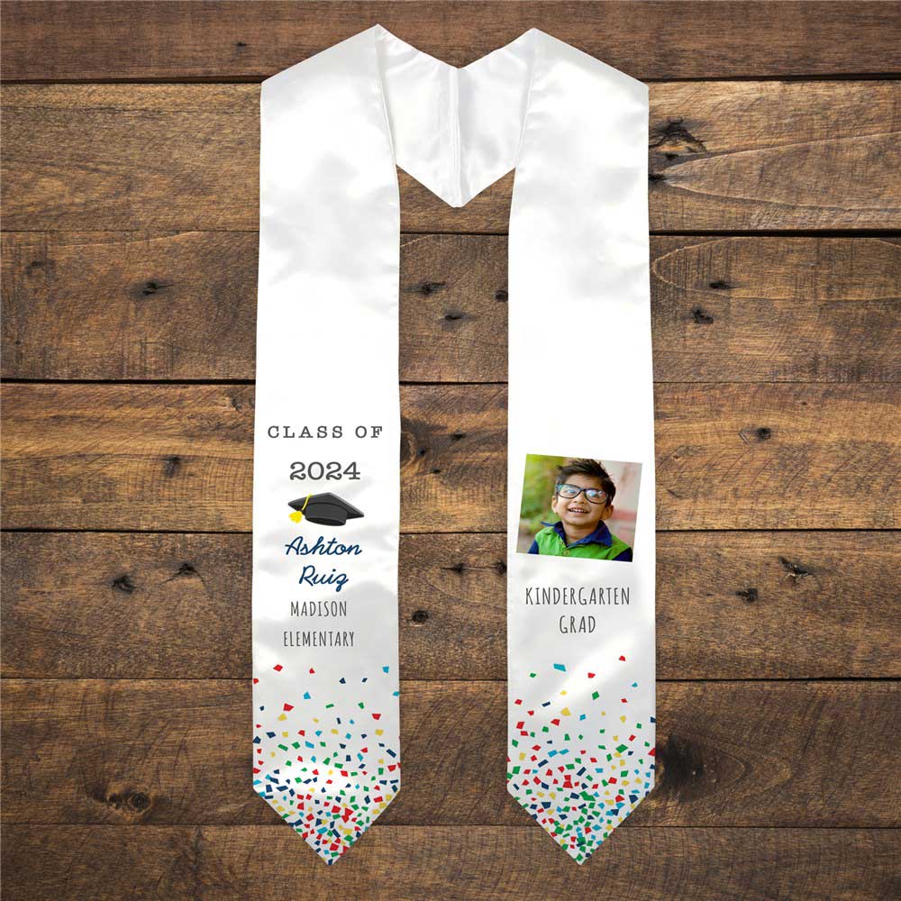 Personalized Confetti Photo Youth Graduation Stole