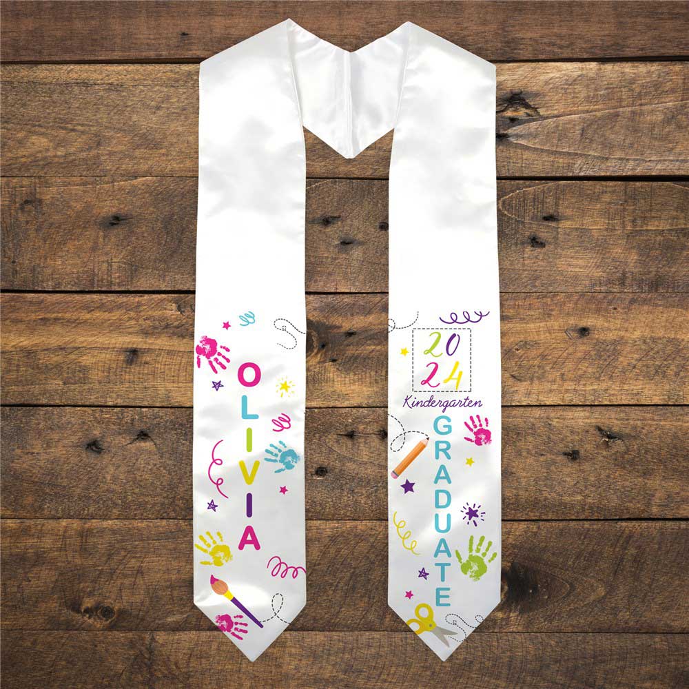 Personalized Kids Handprint Youth Graduation Stole