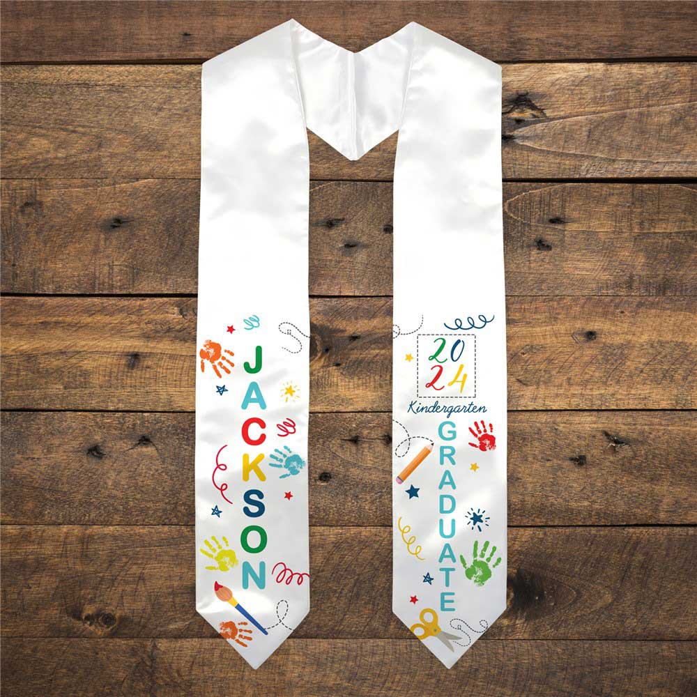 Personalized Kids Handprint Youth Graduation Stole