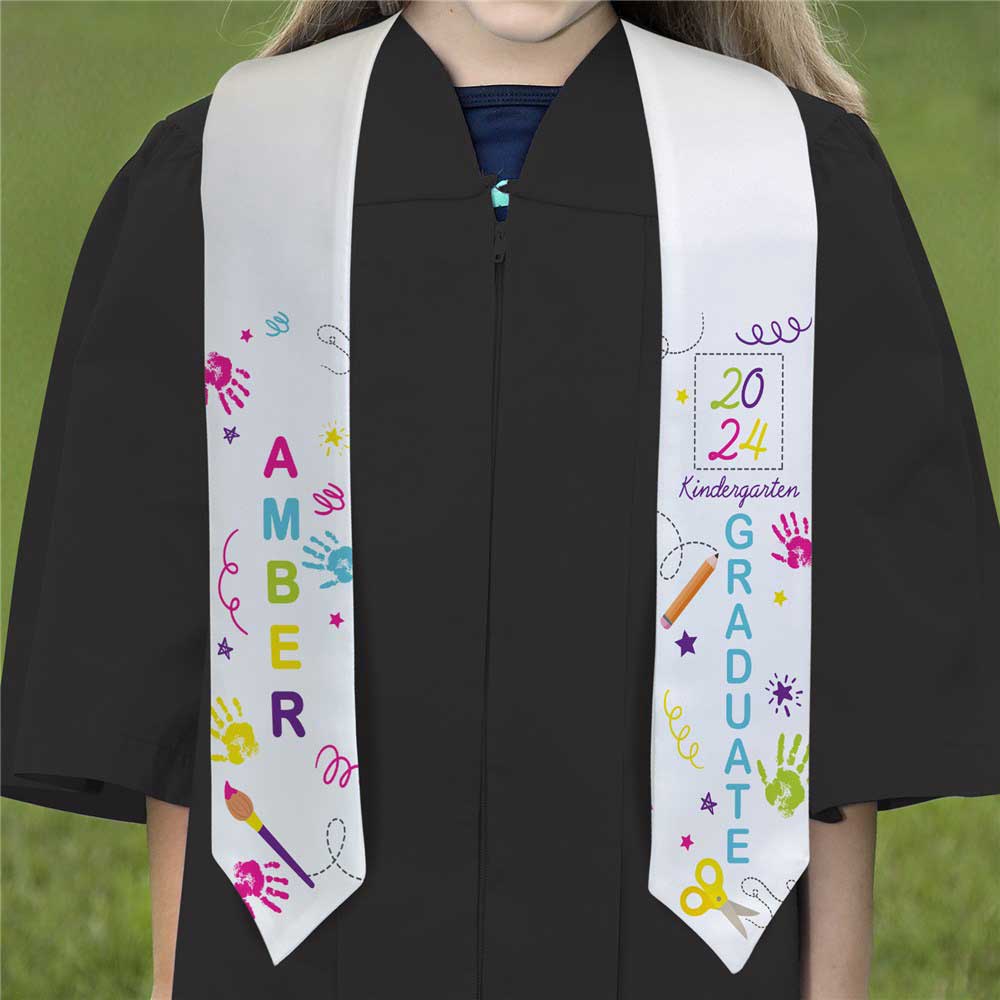 Personalized Kids Handprint Youth Graduation Stole