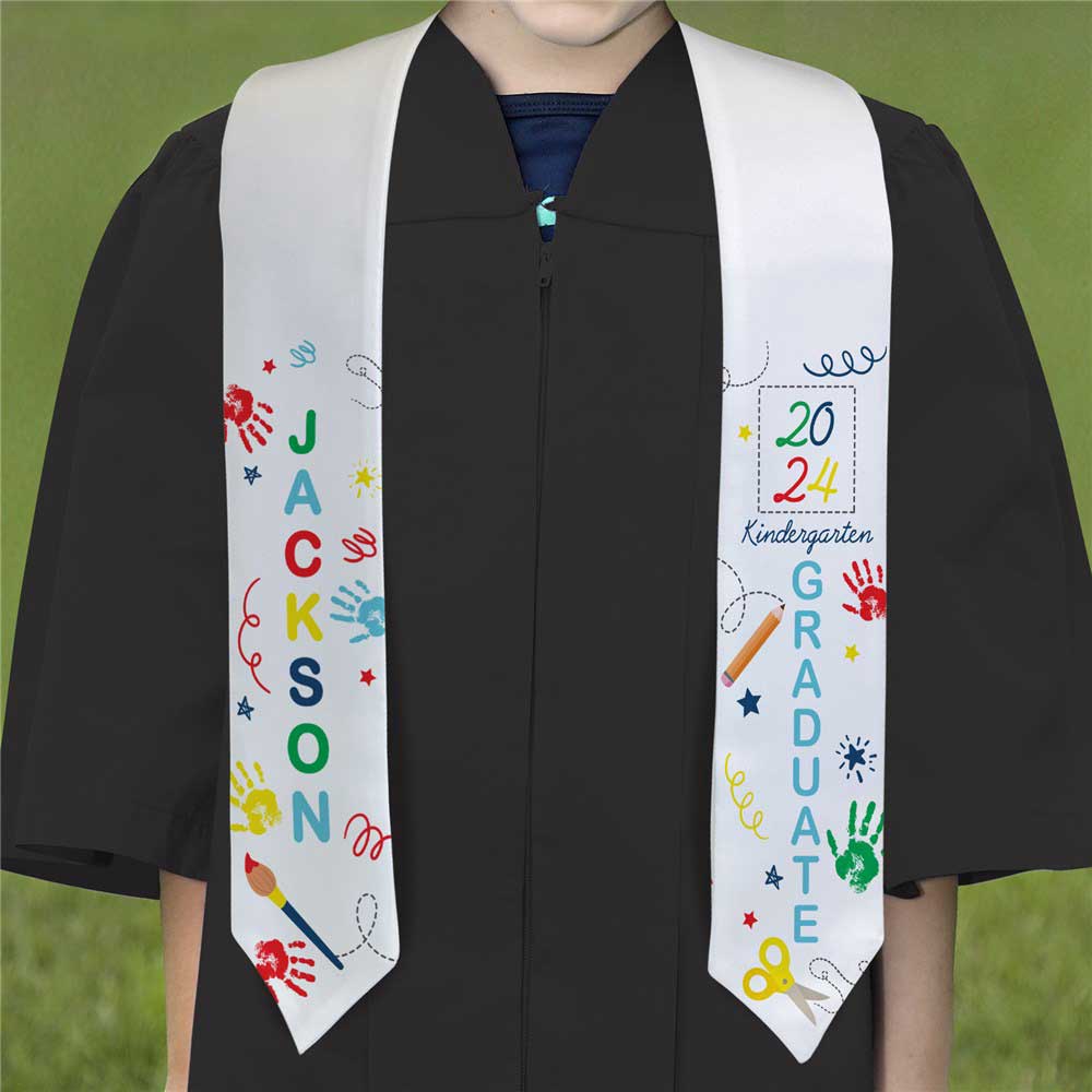 Personalized Kids Handprint Youth Graduation Stole