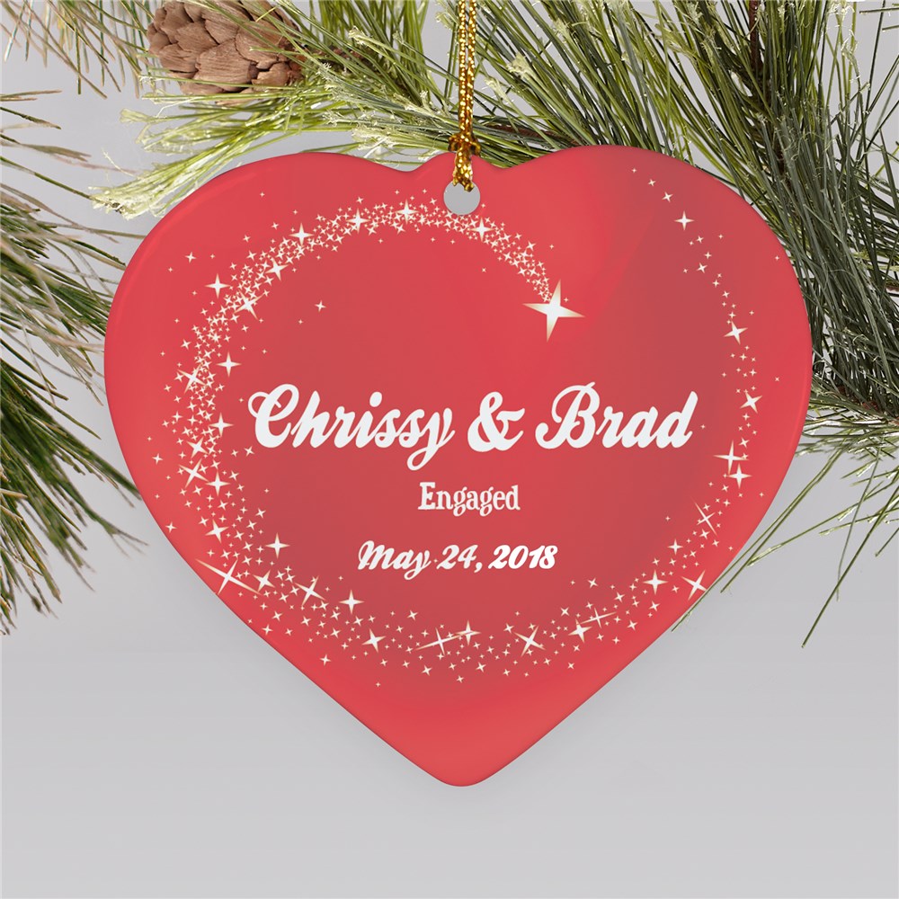 Personalized Engagement Heart Ornament | GiftsForYouNow