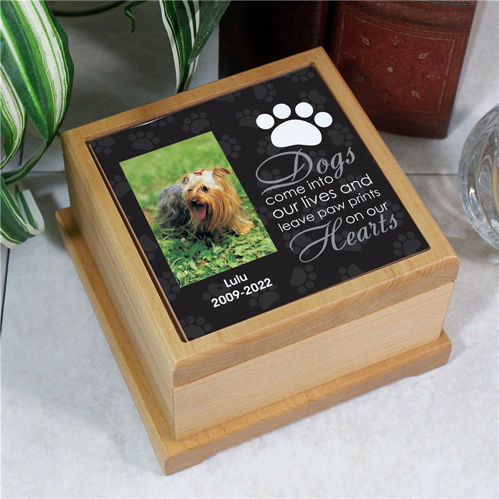 Personalized Pet Photo Wooden Memorial Urn | Pet Photo Urn