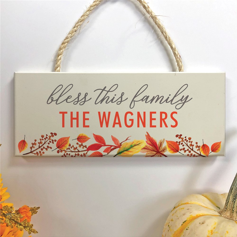 Personalized Fall Leaves Rope Hanging Sign | GiftsForYouNow
