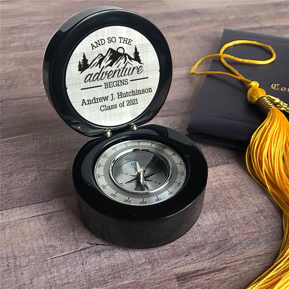 Personalized The Adventure Begins Graduation Compass
