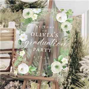 Personalized Acrylic Graduation Welcome Sign With Flower Design