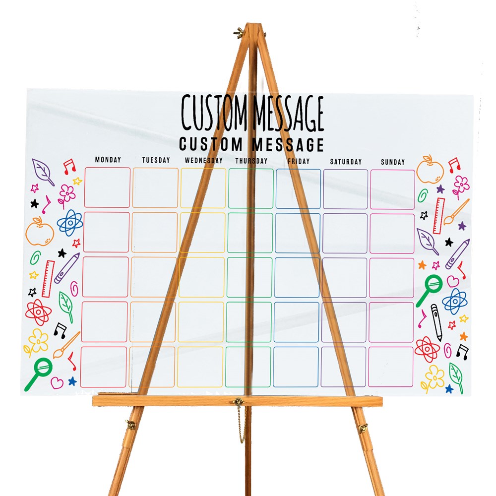 Personalized School Doodle Calendar Acrylic Sign