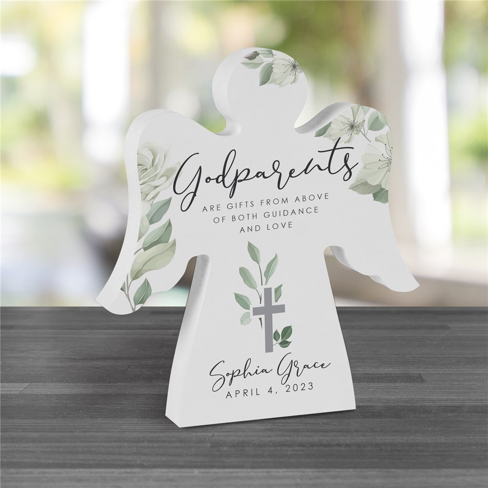 Custom Godparents Angel Shaped Sign