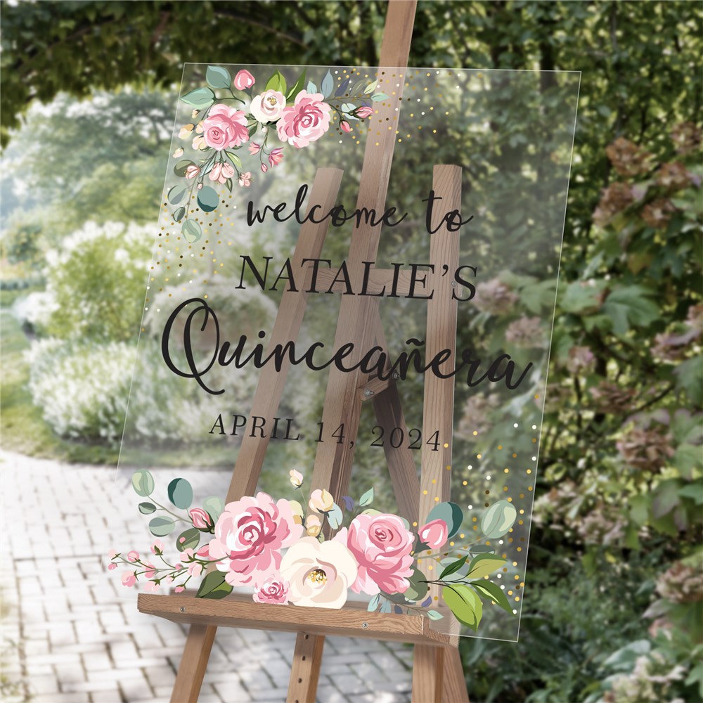 Personalized Floral Acrylic Sign