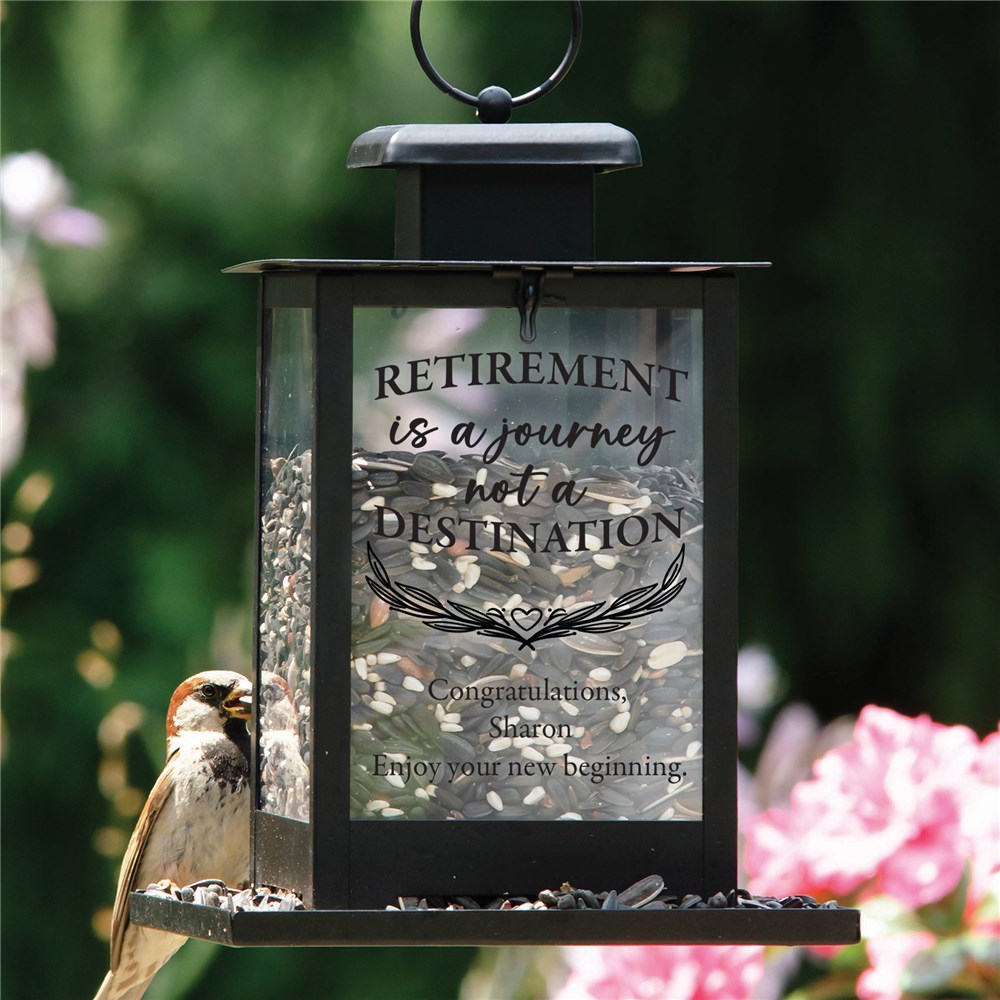 Personalized Retirement is a Journey Bird Feeder