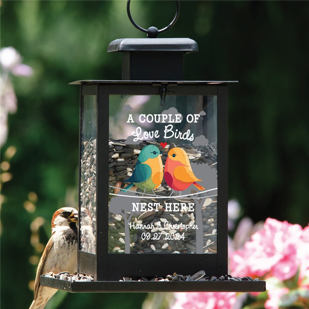 Personalized Love Birds Bird Feeder