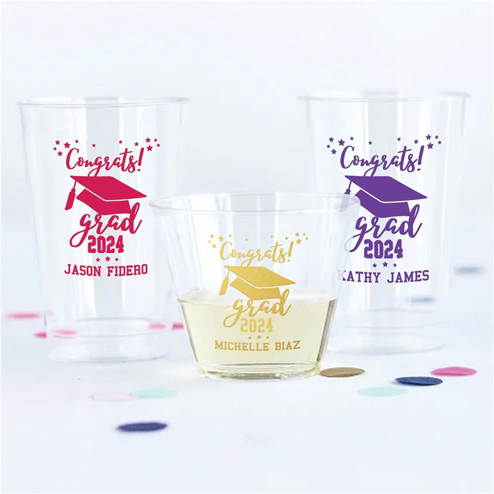 Personalized Congrats Grad Clear Plastic Cups